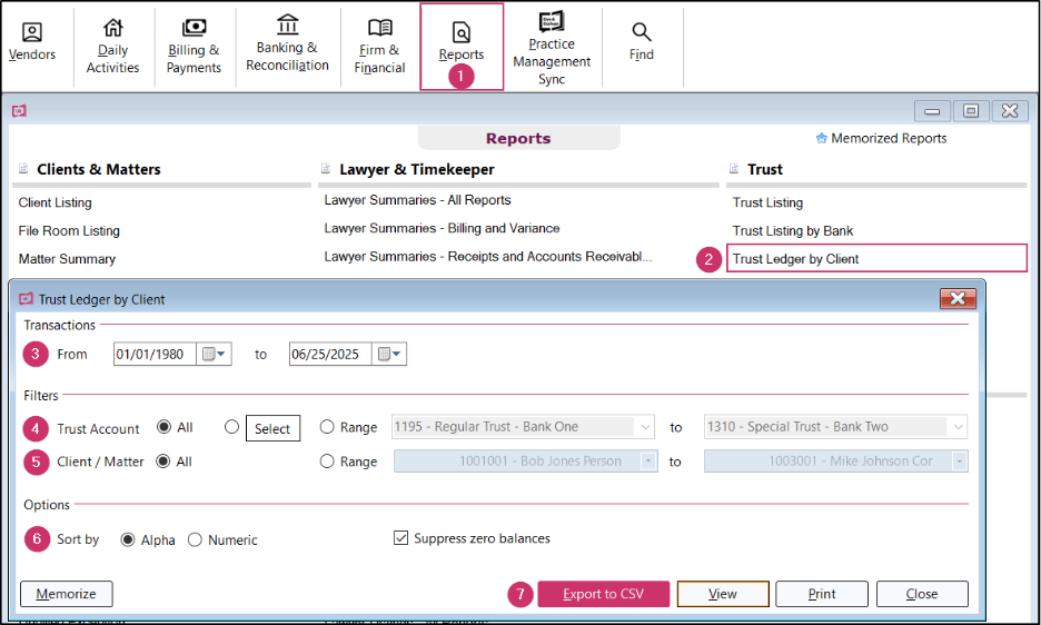 Trust Ledger by Client Report – Dye & Durham Canada