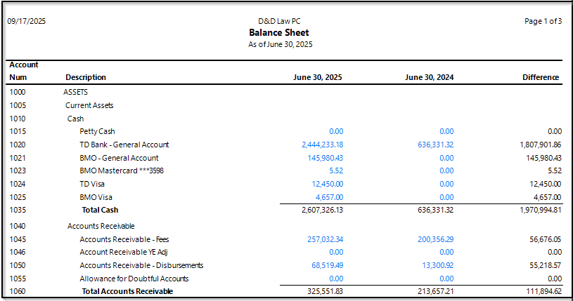 Balance Sheet Report – Dye & Durham Canada