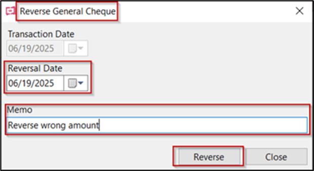Reverse a General Cheque posted to a Client/Matter or General Ledger ...