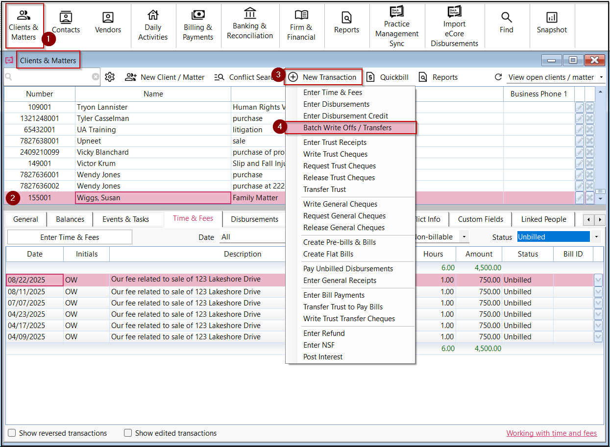 Write Off Time Entries – Dye & Durham Canada
