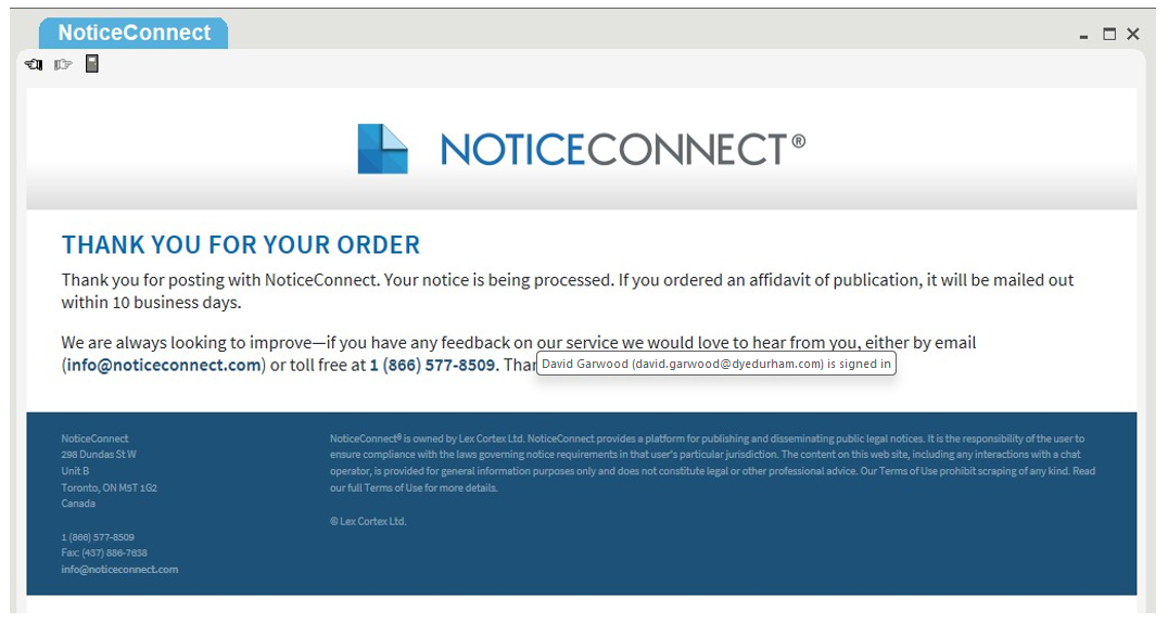 Create a Notice to Creditors – Dye & Durham Canada