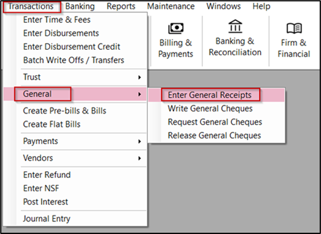 How to Enter a General Receipt to a General Ledger Account – Dye ...